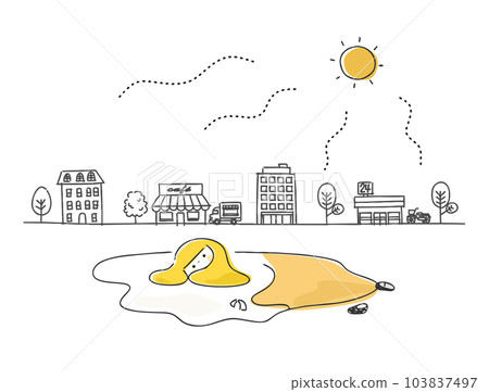 woman melting in the heat - Stock Illustration [103837497] - PIXTA