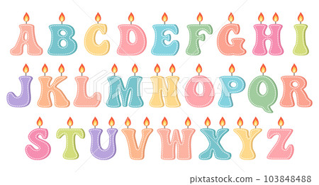 A set of colorful birthday candles with letters... - Stock Illustration ...