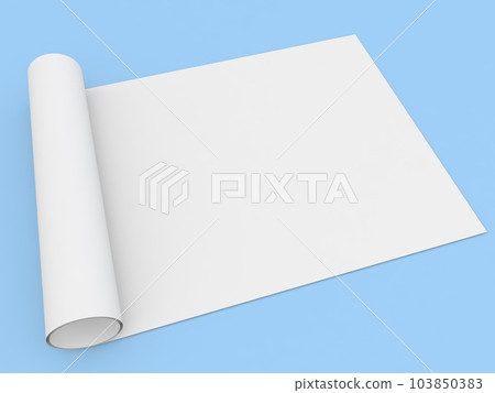Rolled up roll of white paper A4 size on a blue... - Stock Illustration ...