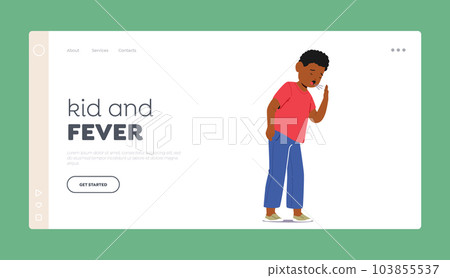 Kid and Fever Landing Page Template. Child Boy... - Stock Illustration ...