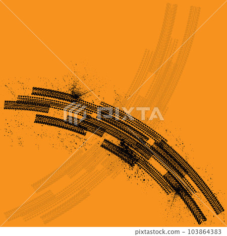 Tire tracks path orange background - Stock Illustration [103864383] - PIXTA