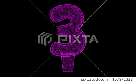 3D number 3 digit on black background. Object... - Stock Illustration ...