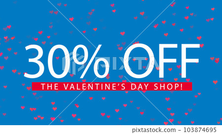 VALENTINE SALES 30 OFF text on blue and flying... - Stock Illustration ...