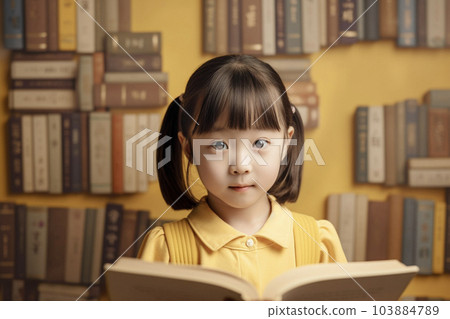 Girl reading a book AI-generated image... - Stock Illustration ...