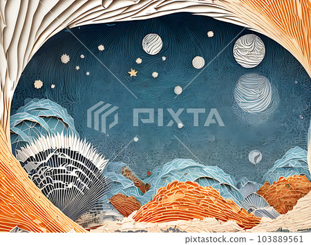 Colorful vintage papercut panels in abstract... - Stock Illustration ...