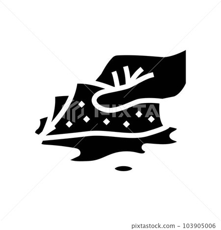 soaking spills with paper towel glyph icon... - Stock Illustration ...