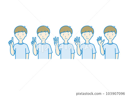 Boy upper body set to count numbers with fingers - Stock Illustration ...