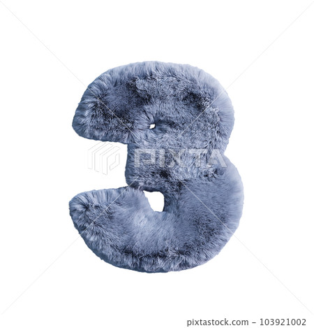 Number 3. Fluffy gray letters. - Stock Illustration [103921002] - PIXTA