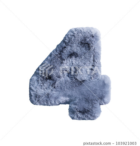 Number 4. Fluffy gray letters. - Stock Illustration [103921003] - PIXTA