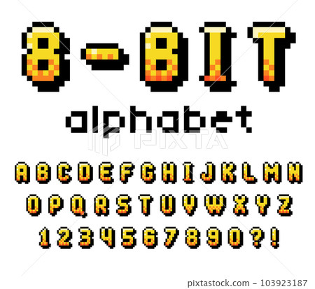 Pixel 8 Bit Font and Alphabet Letters and... - Stock Illustration ...