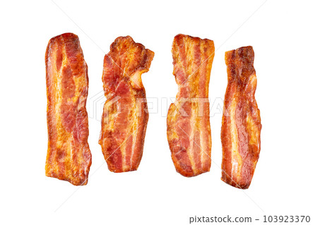 fried bacon rashers isolated on white... - Stock Photo [103923370] - PIXTA