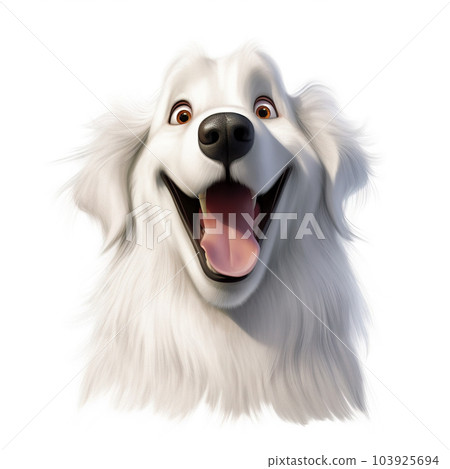 Cute Great Pyrenees dog - Cartoon illustration... - Stock Illustration ...