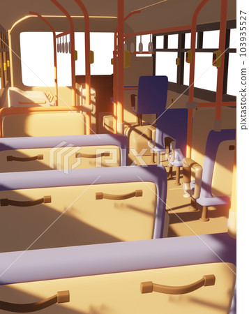 Inside the bus in the evening 3D - Stock Illustration [103935527] - PIXTA