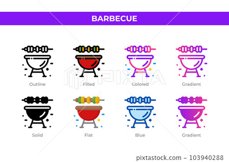 Barbecue icons in different style. Barbecue... - Stock Illustration ...