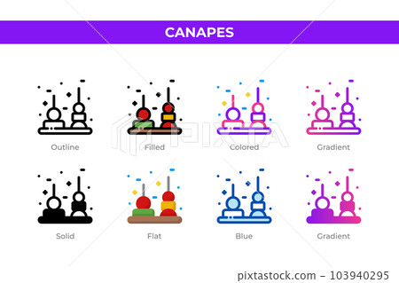 Canapes icons in different style. Canapes icons... - Stock Illustration ...