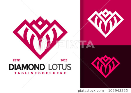 Letter M diamond lotus monogram Logo vector...-插圖素材 [103948235] - PIXTA圖庫