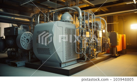 Huge industrial compressor in production.... - Stock Illustration ...