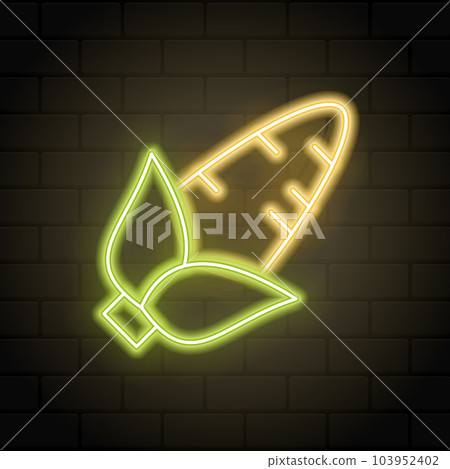 Corn neon icon. Corn neon sign. Gardening and... - Stock Illustration ...