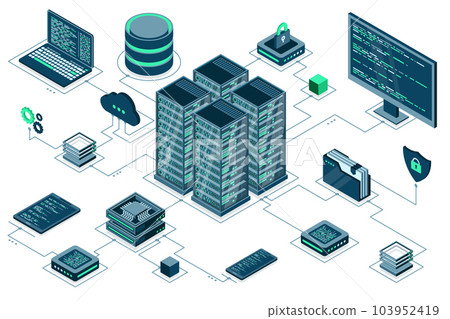 Computer technology isometric illustration....-插圖素材 [103952419] - PIXTA圖庫
