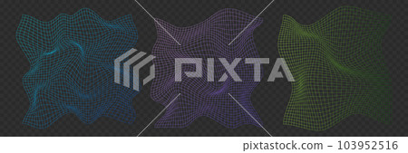 Distorted neon grid pattern. Warped mesh... - Stock Illustration [103952516] - PIXTA