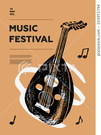 Oud, folk. Music festival poster. String... - Stock Illustration ...
