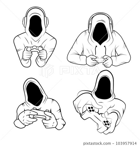 Gamer mascot logo design vector. Men in hood...-插圖素材 [103957914] - PIXTA圖庫