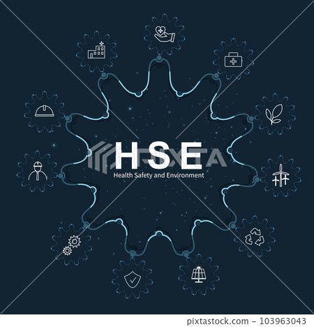 Health Safety and Environment (HSE) on the dark... - Stock Illustration ...