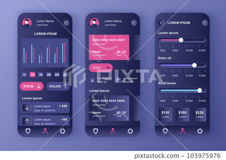 Smart banking unique neomorphic design kit.... - Stock Illustration ...