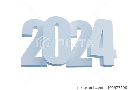 Realistic 3D silver numbers 2024 isolated with... - Stock Illustration ...