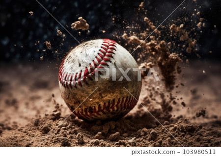 Dust in motion with baseball ball in action.... - Stock Illustration ...