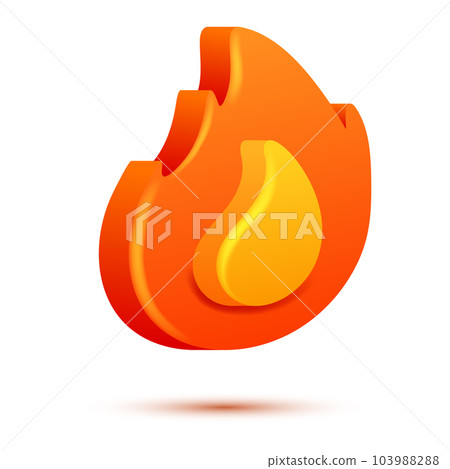 Fire flame 3d vector. Cartoon 3d isolated... - Stock Illustration ...