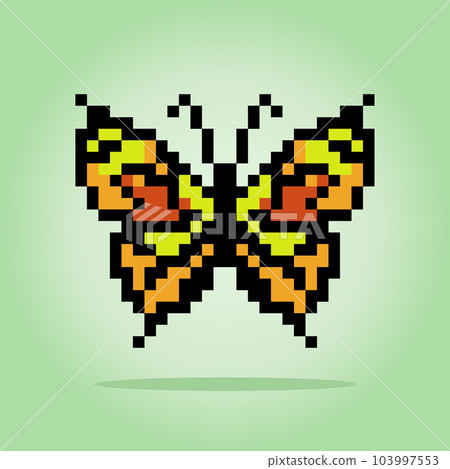 Pixel 8 bit butterfly. Animal for game assets...-插圖素材 [103997553] - PIXTA圖庫
