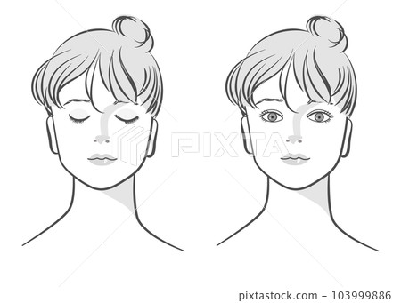 Monochrome illustration set of chignon woman... - Stock Illustration ...
