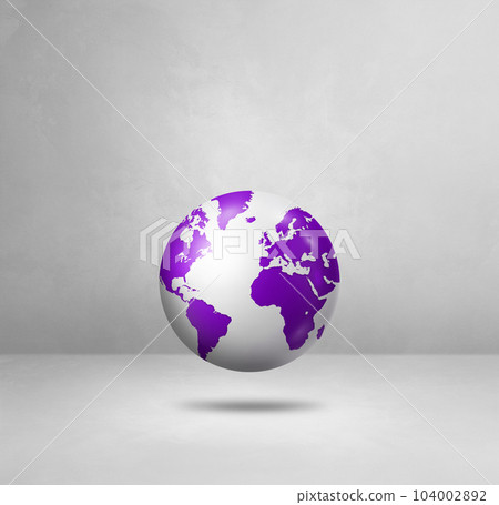 World globe, purple earth map, isolated on... - Stock Illustration ...
