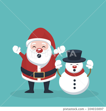 Santa Claus and snowman raising hands - Stock Illustration [104010897 ...