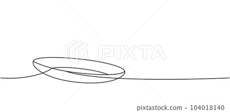 Dish plate one line continuous drawing. Kitchen...-插圖素材 [104018140 ...
