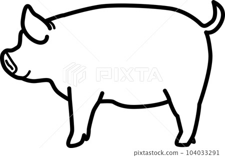 Monochrome illustration of a pig Simple animal... - Stock Illustration ...