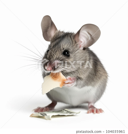 Cute little mouse eats gnawed a dollar bill on...-插圖素材 [104035961 ...