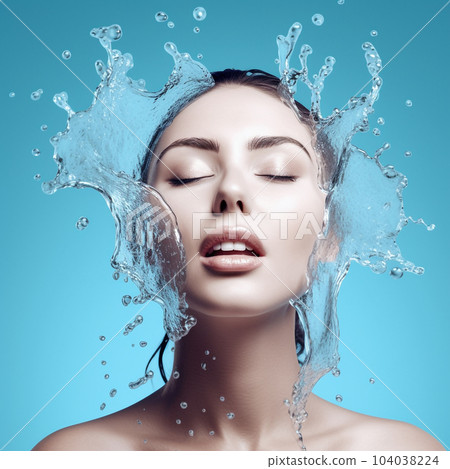 Beautiful young woman with water splash on her... - Stock Illustration ...
