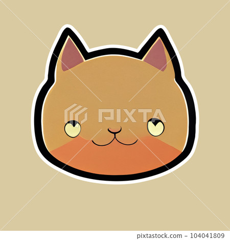Sticker with smiling cat. Anime style....-插圖素材 [104041809] - PIXTA圖庫