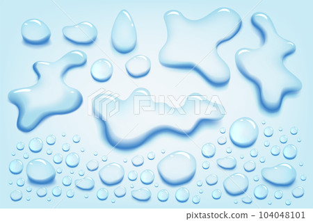 Water puddle drops set. Top view liquid... - Stock Illustration ...