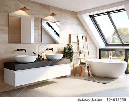 Realistic interior mockup bathroom ceramic sink... - Stock Illustration ...