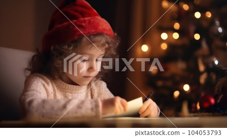 a girl write a letter to Santa Claus ordering... - Stock Illustration ...