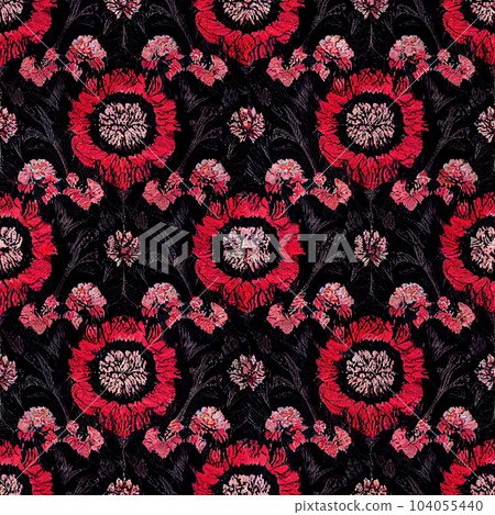 Red and black floral seamless pattern with... - Stock Illustration ...