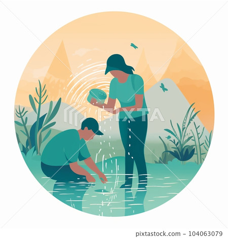 Water Stewardship - Person or Community Engaged... - Stock Illustration ...