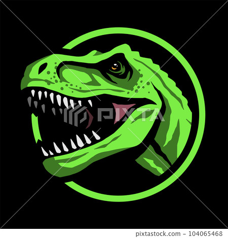 Roaring tyrannosaurus. T-rex Logo emblem on a... - Stock Illustration ...