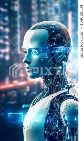 Robot, electronic and digital access, user... - Stock Illustration ...