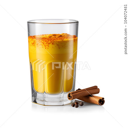 Coffee latte with turmeric on white... - Stock Illustration [104072481 ...