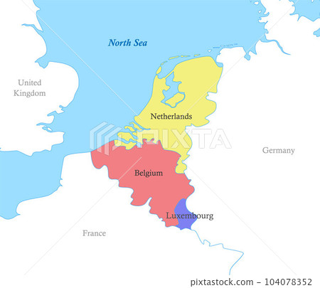 map of Benelux with borders of the countries. - Stock Illustration ...