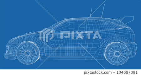 Rally car. Race car vector wire-frame on a... - Stock Illustration ...